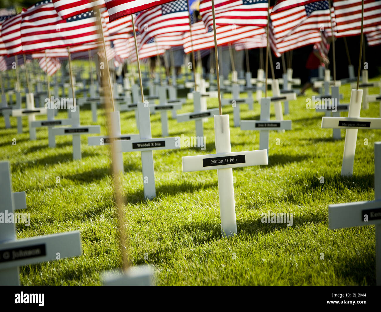 Cross markers with US flags Stock Photo - Alamy