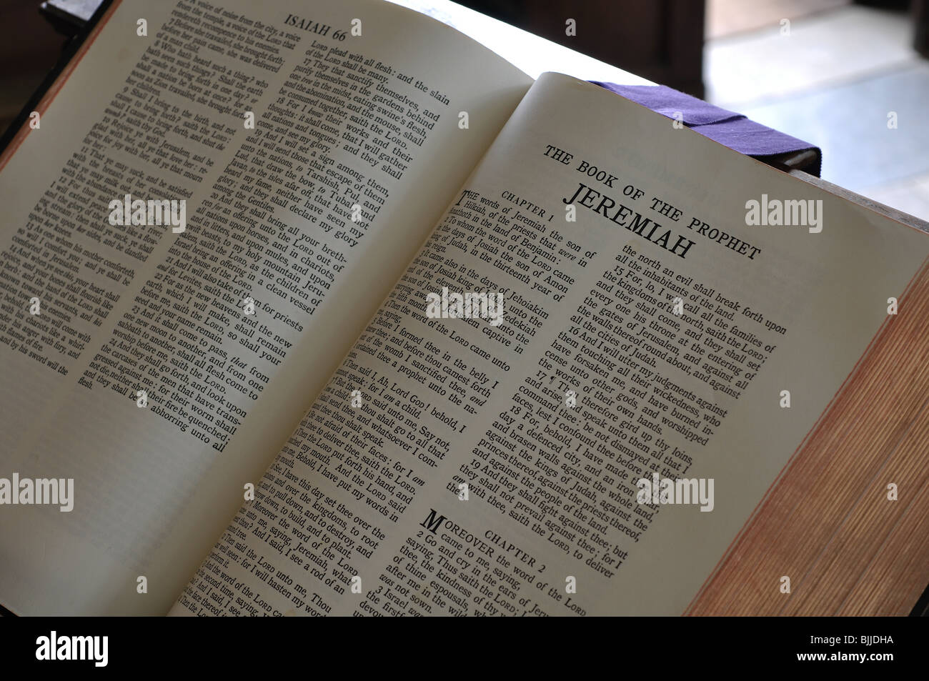 Open bible on lectern St. Mary`s Church, Preston-on-Stour, Warwickshire ...