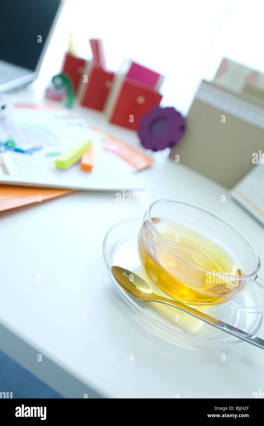Tea on desk Stock Photo - Alamy