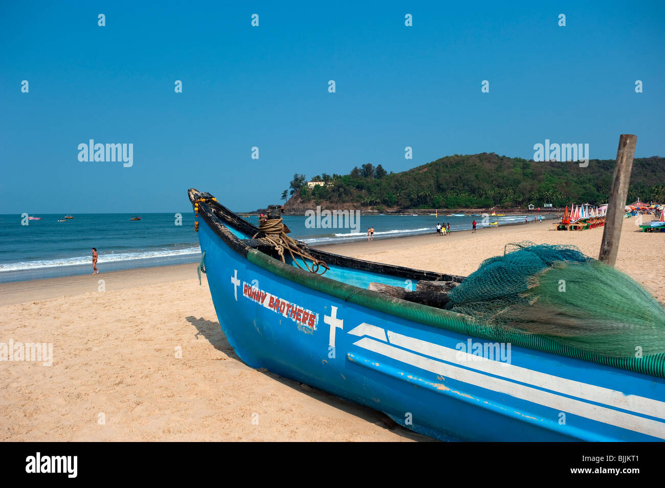 Fishing Boat on Baga Beach, Goa, India Stock Photo - Alamy