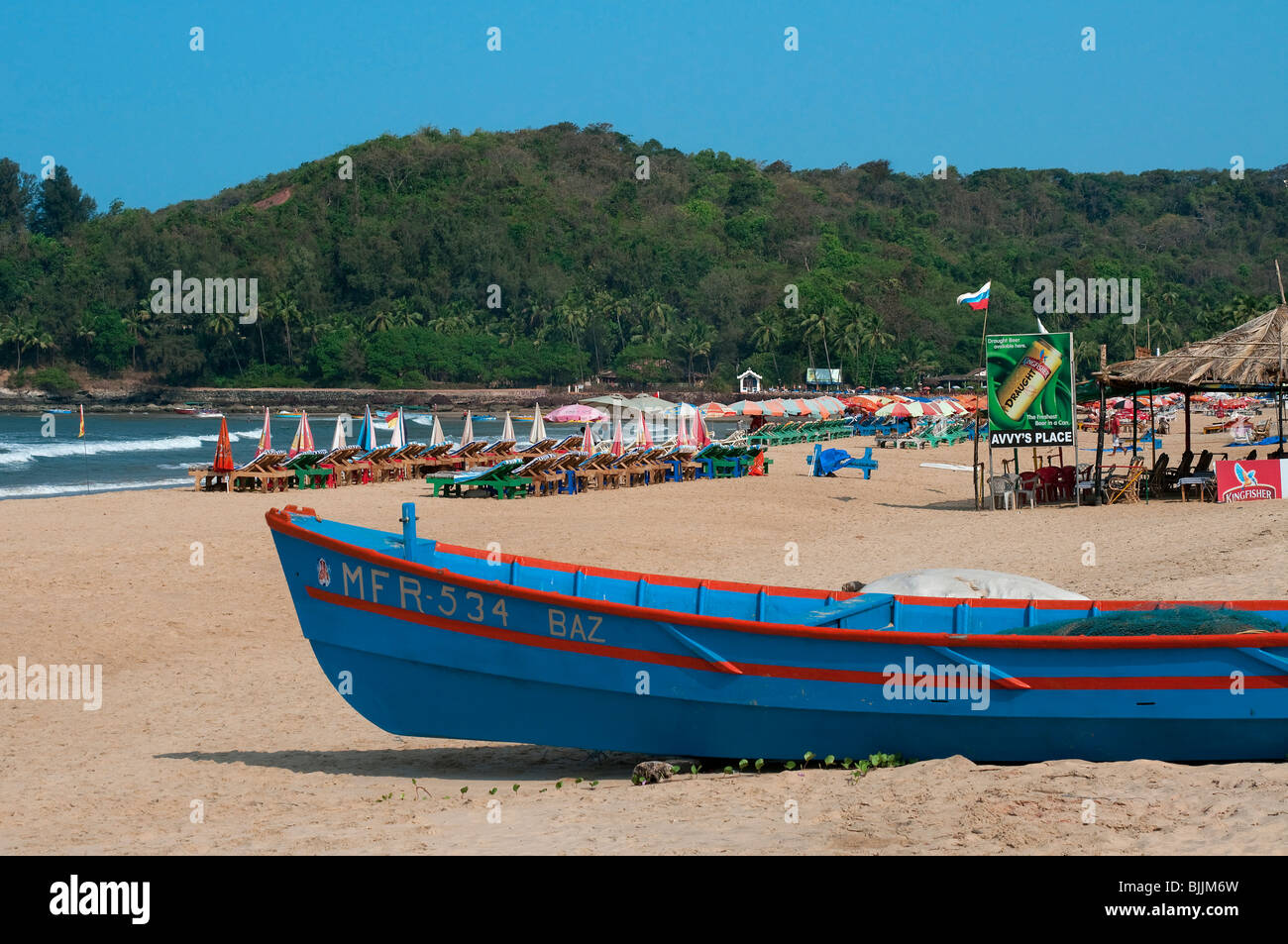 Fishing Boat on Baga Beach, Goa, India Stock Photo - Alamy