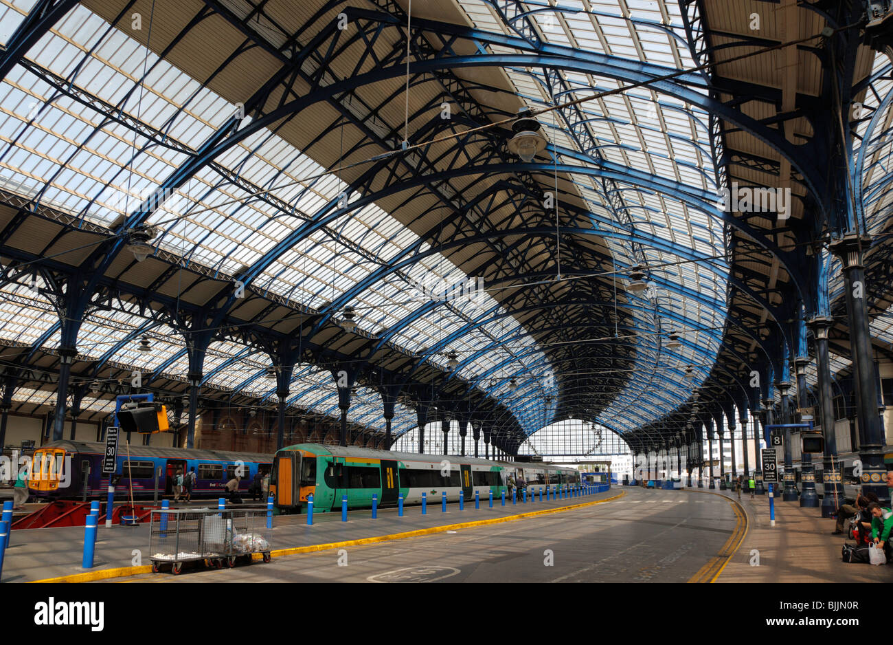 England, East Sussex, Brighton, Newly refurbished mainline railway ...