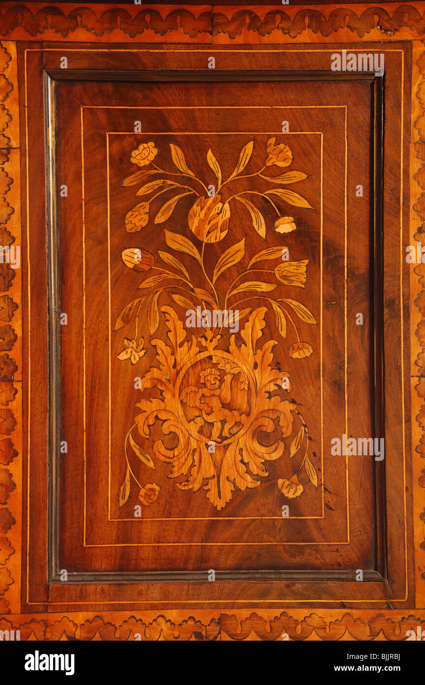 Detail of inlaid marquetry on cabinet door Stock Photo - Alamy