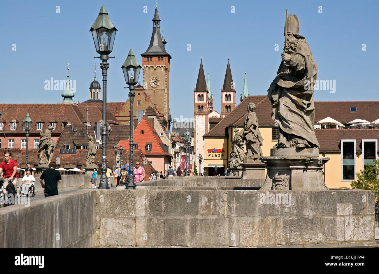 On the old Main Bridge in Würzburg, Bavaria, Germany Stock Photo - Alamy