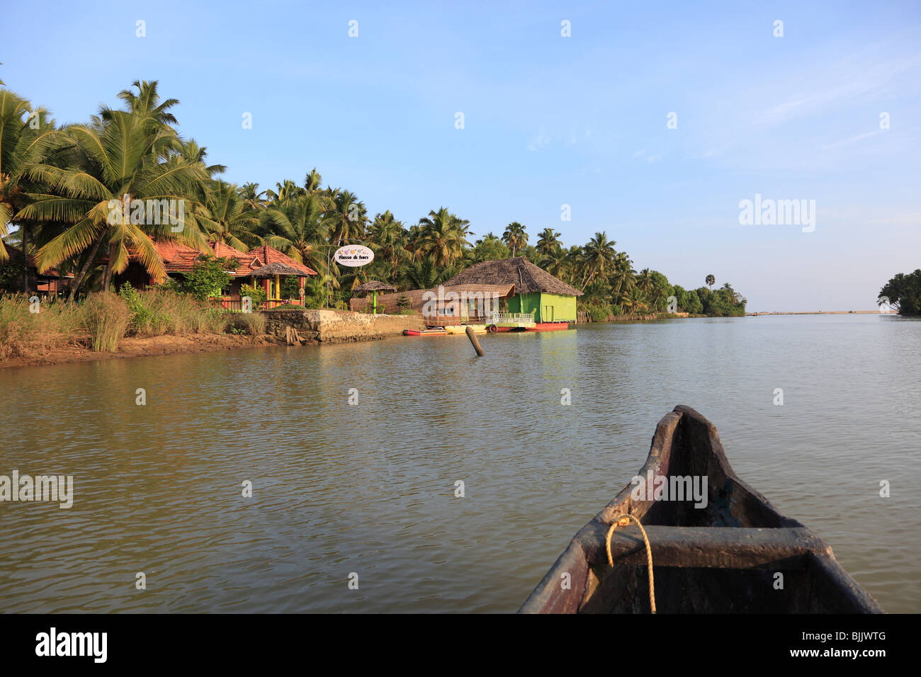 Backwater tour on a tributary of the Poovar River, Puvar, Kerala, South ...