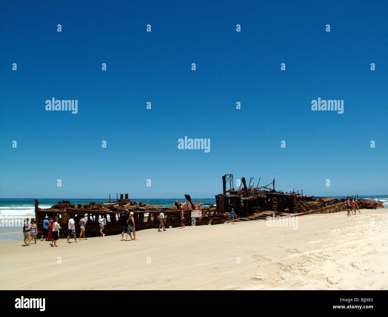 The wreck of the SS Maheno ship on Fraser Island in Australia Stock ...