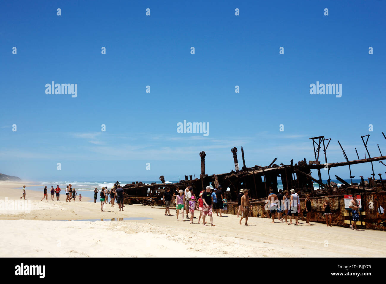 The wreck of the SS Maheno ship on Fraser Island in Australia Stock ...