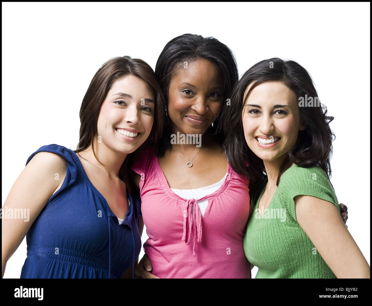 Three women hugging and smiling Stock Photo - Alamy