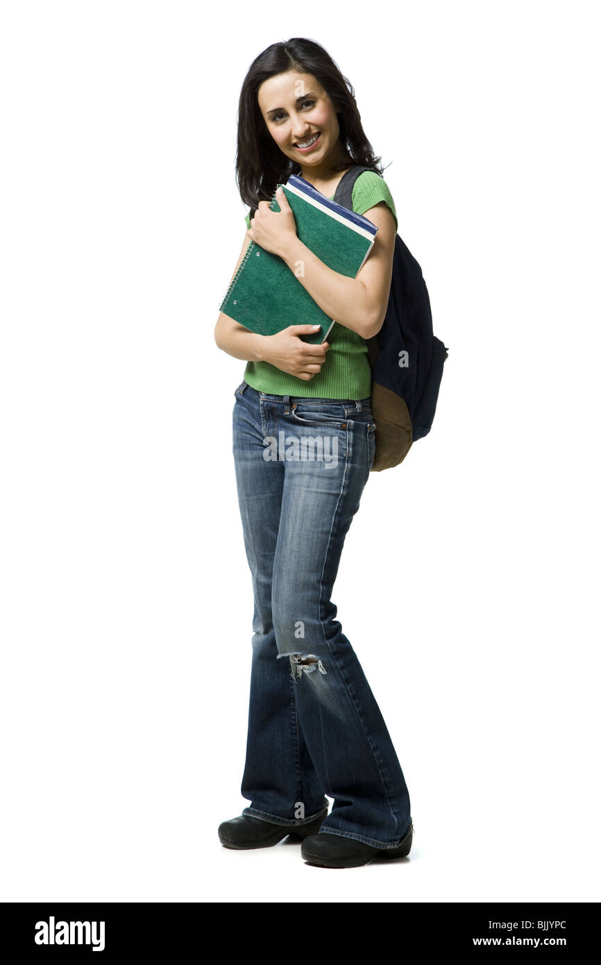 Female students books backpacks hi-res stock photography and images - Alamy
