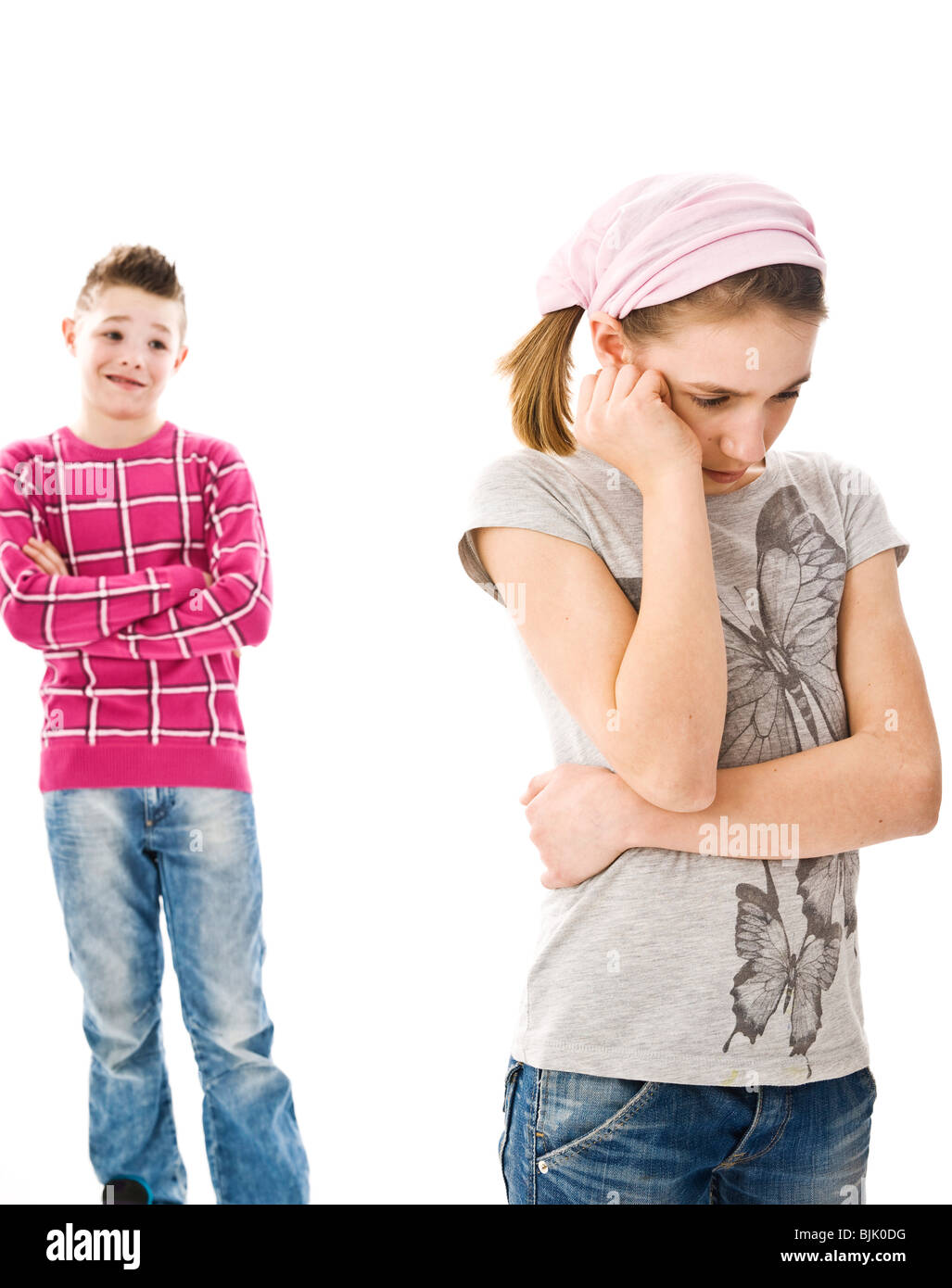 Girls bullying boy hi-res stock photography and images - Alamy