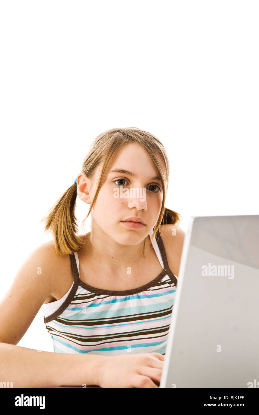 Girl using a computer Stock Photo - Alamy