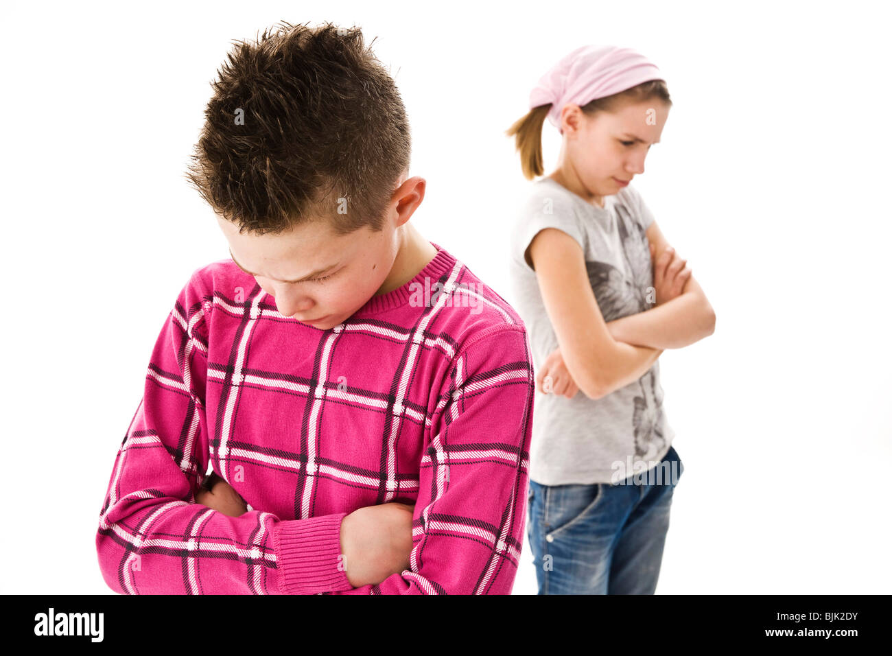 Dispute between a boy and a girl Stock Photo - Alamy