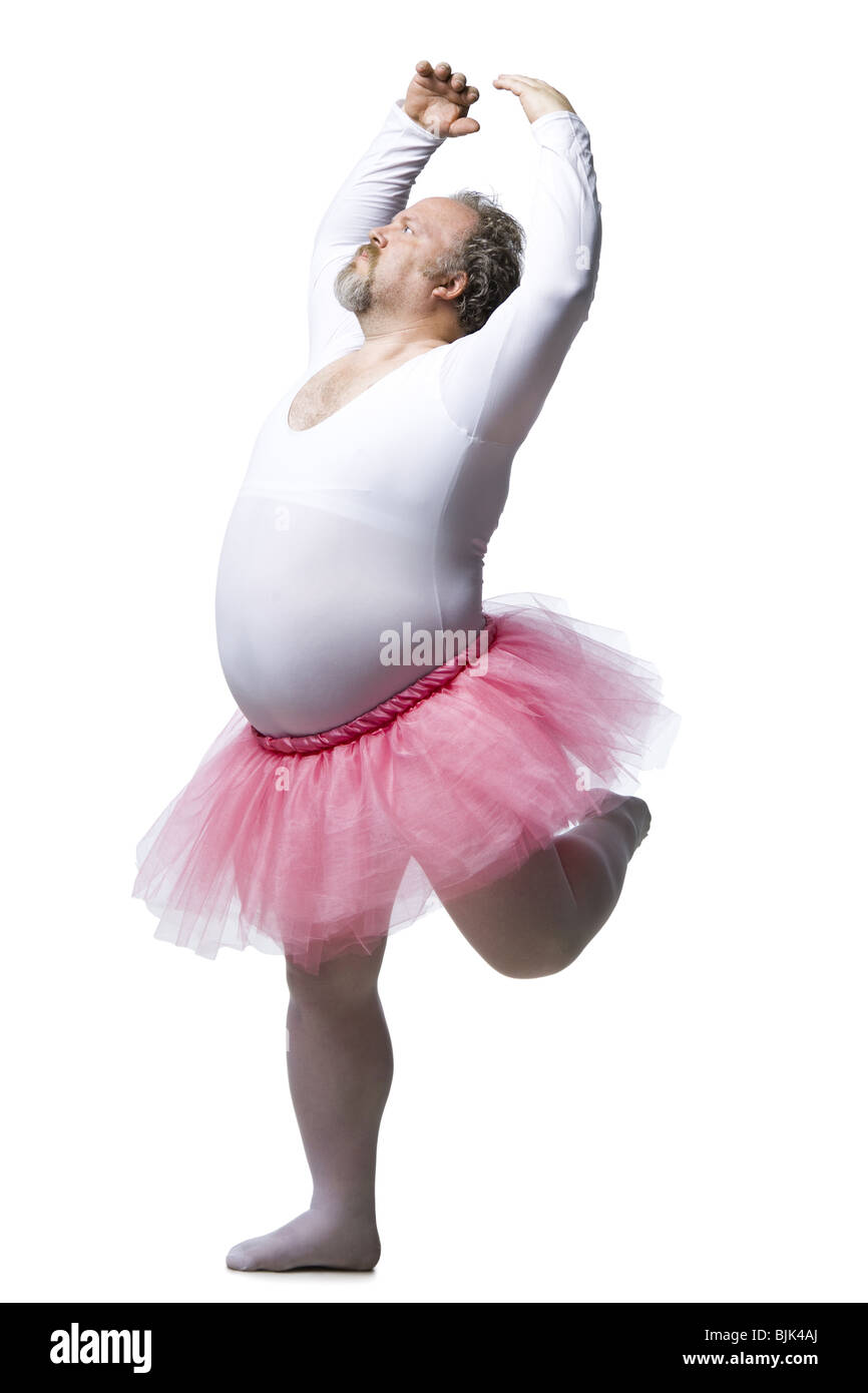Obese man in tutu dancing and smiling Stock Photo - Alamy