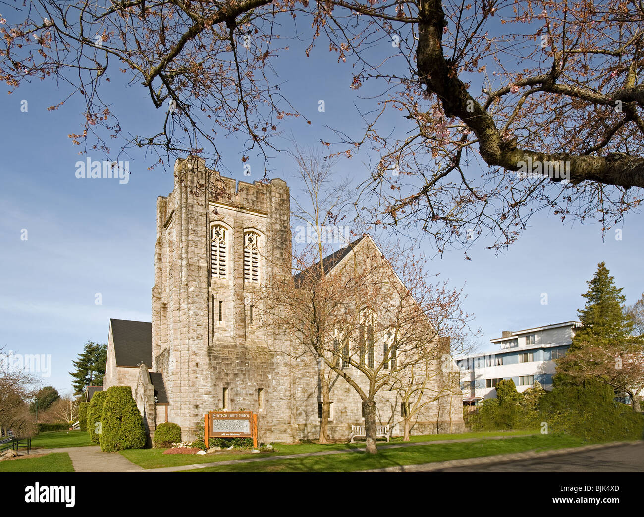 Stone church building on West 45th Street, Kerrisdale neighborhood of ...