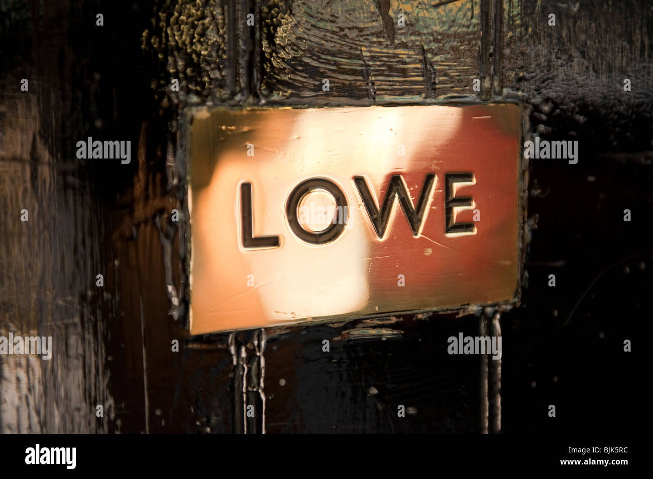 Lowe Brass Plaque Sign Stock Photo - Alamy