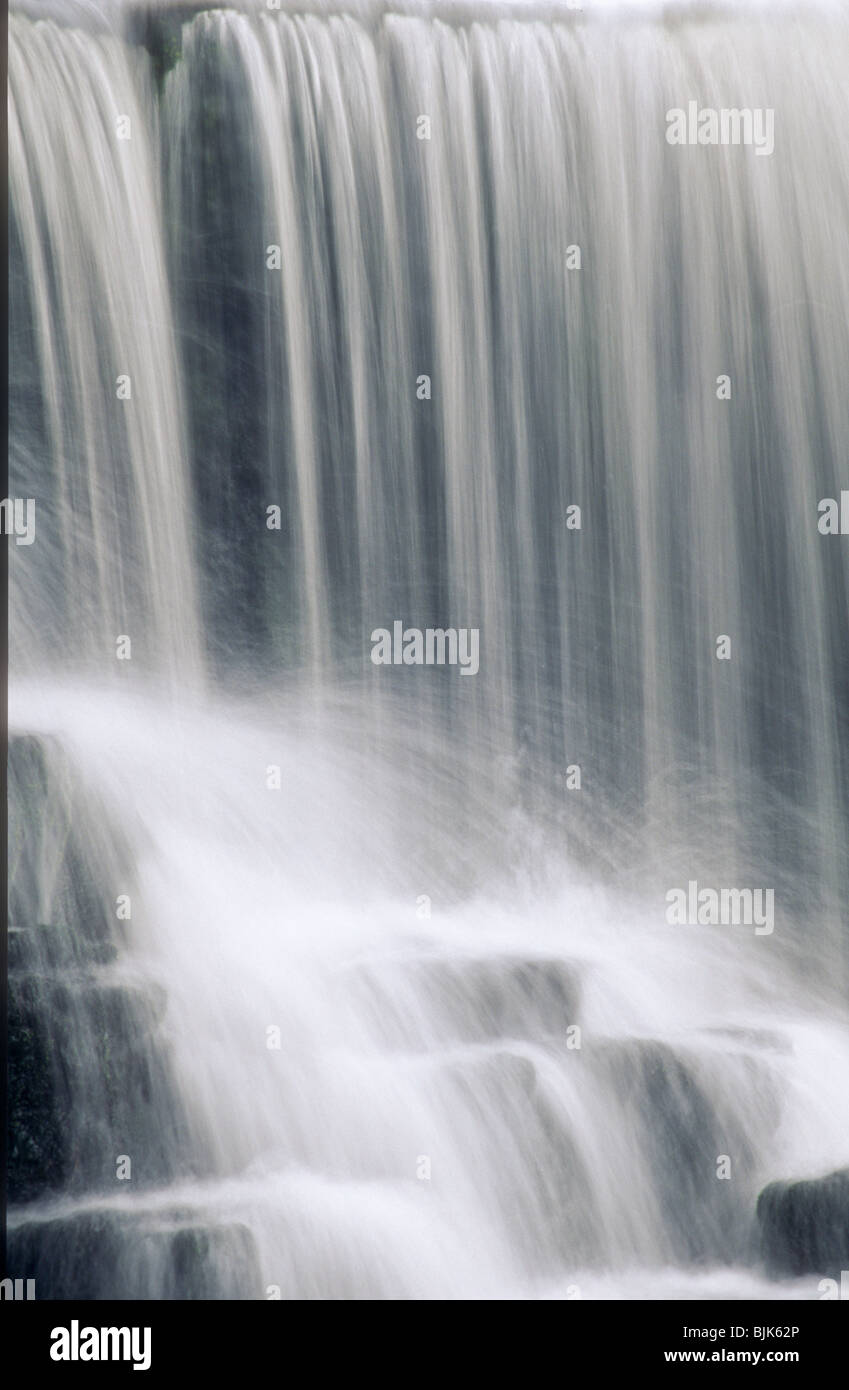 Waterfall, River Wye at Monsal Dale, Derbyshire, Peak District National ...