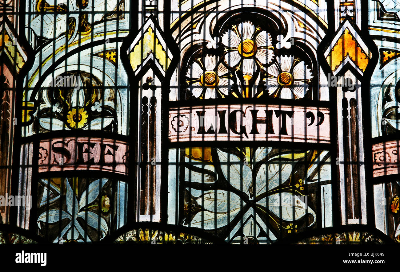 Stained glass window in St Lawrence Church, Towcester, UK Stock Photo ...