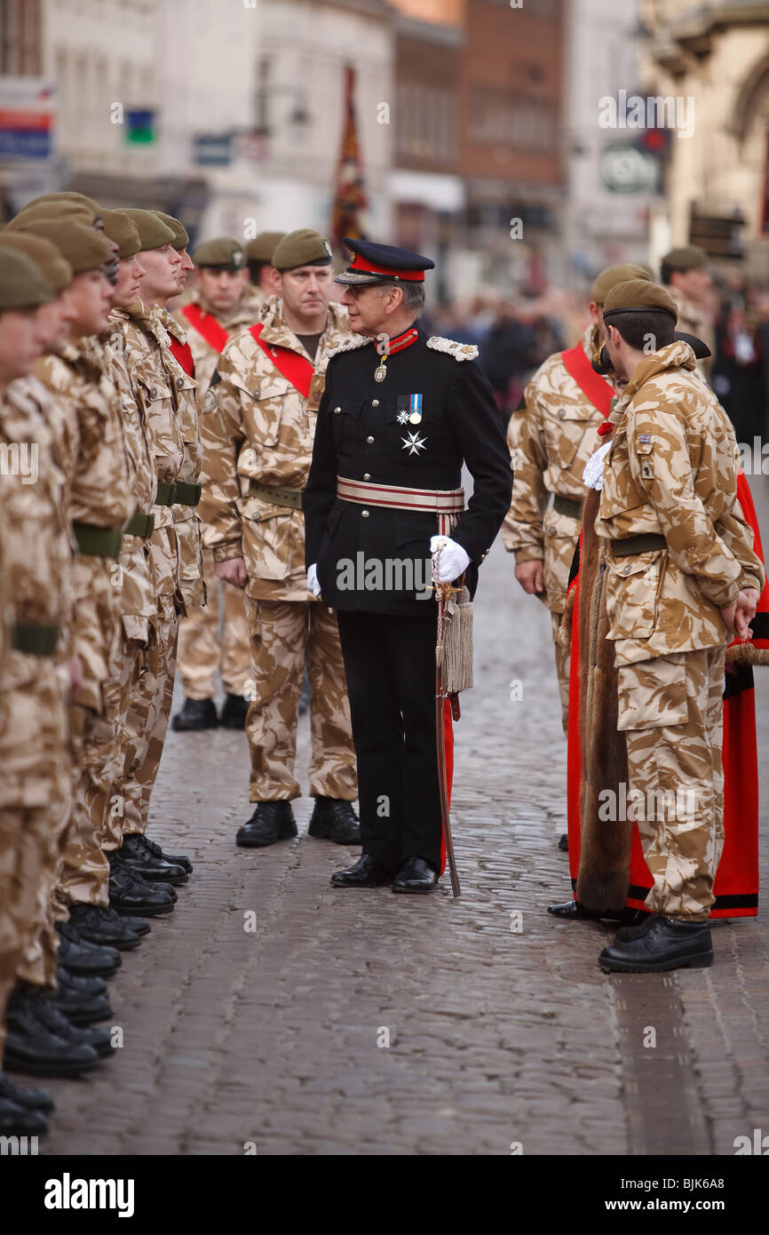 Inspection of troops by with the Lord Lieutenant of Nottinghamshire ...
