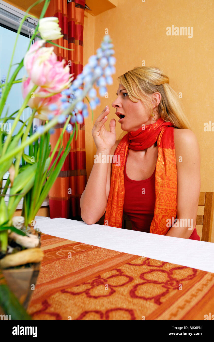 Women yawning, springtime lethargy Stock Photo - Alamy