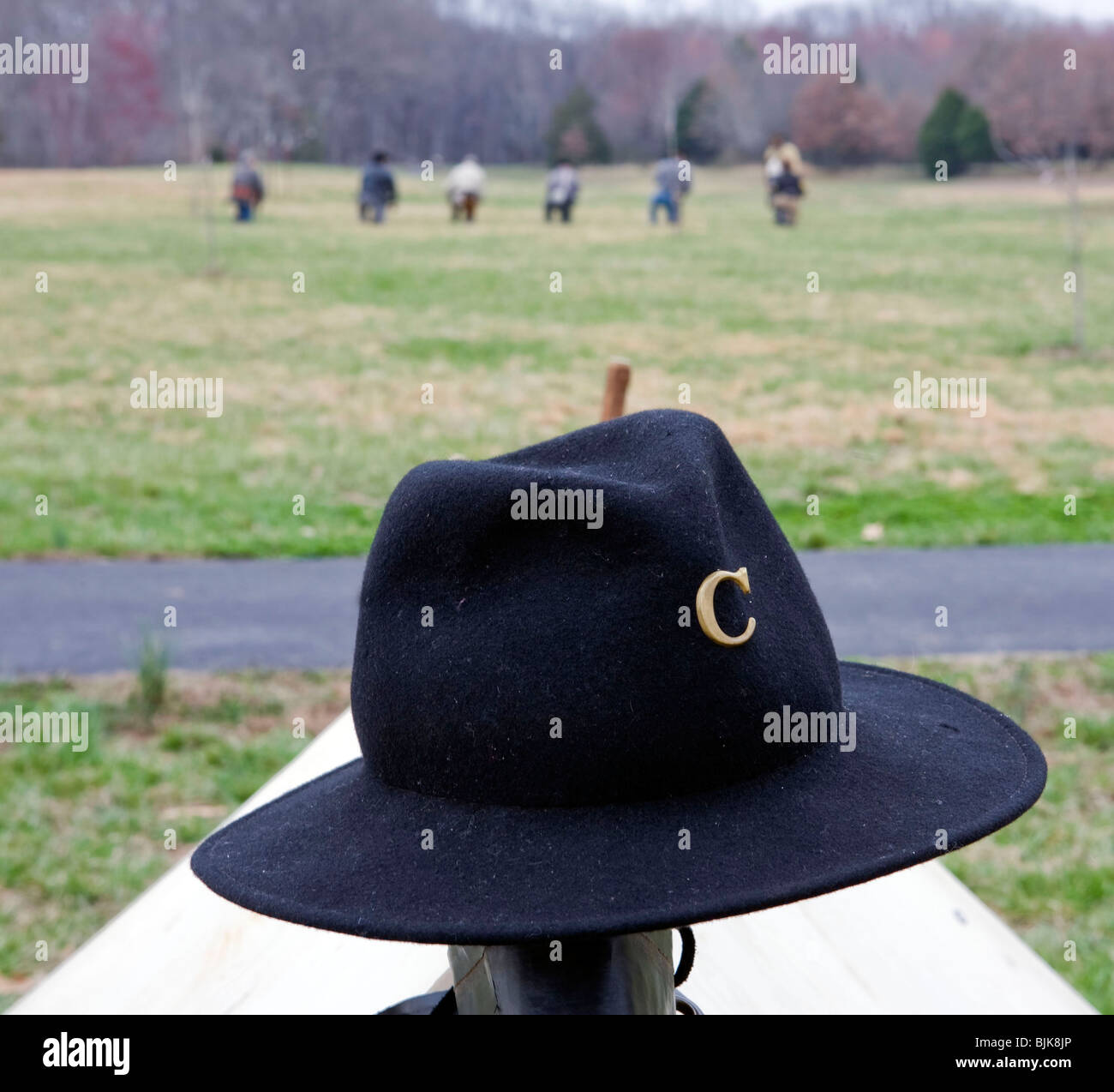 Reenactors of the 7th Tennessee Cavalry, Company C during a gathering ...