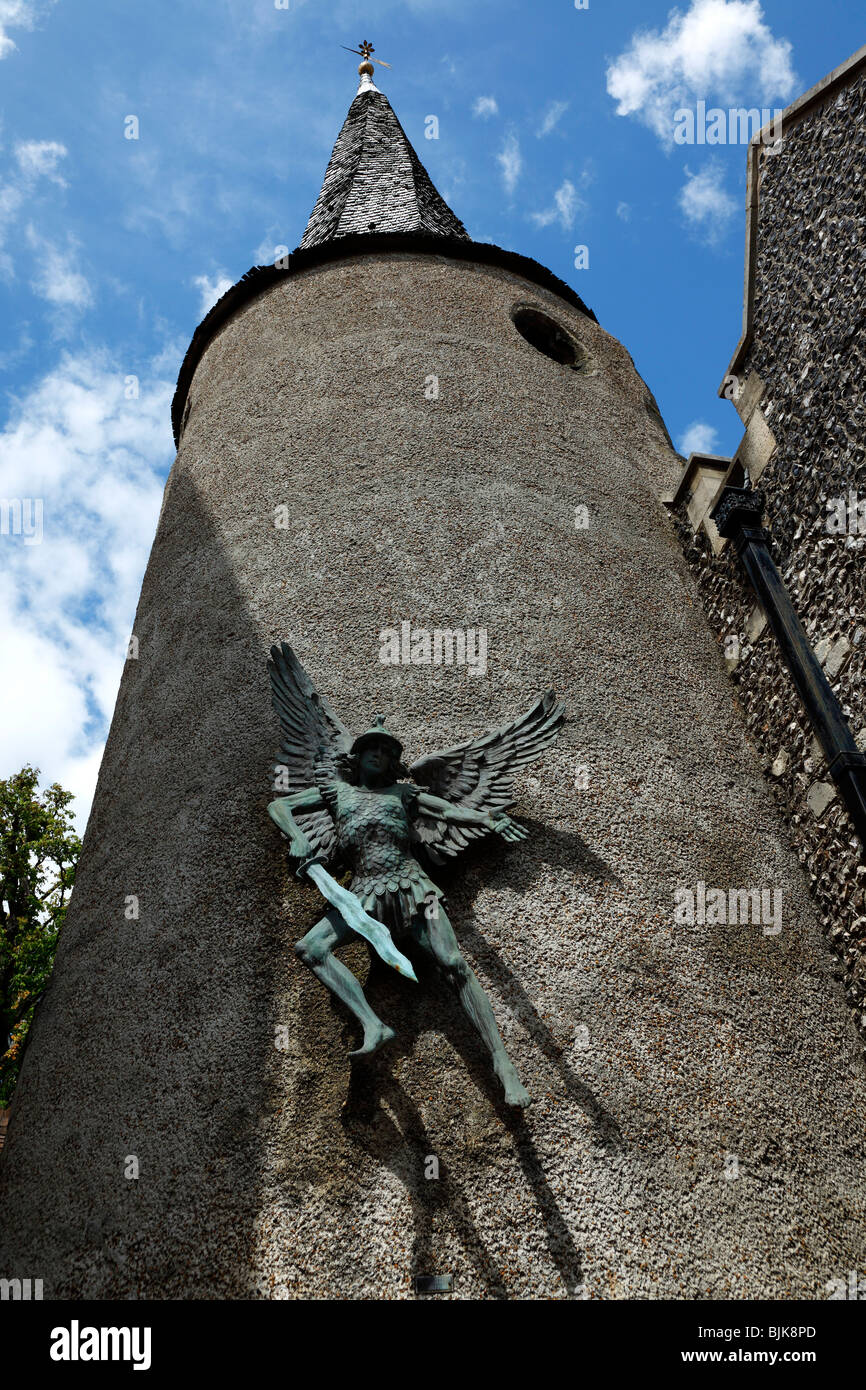 England, East Sussex, Lewes, High Street, St Michael's Church detail ...
