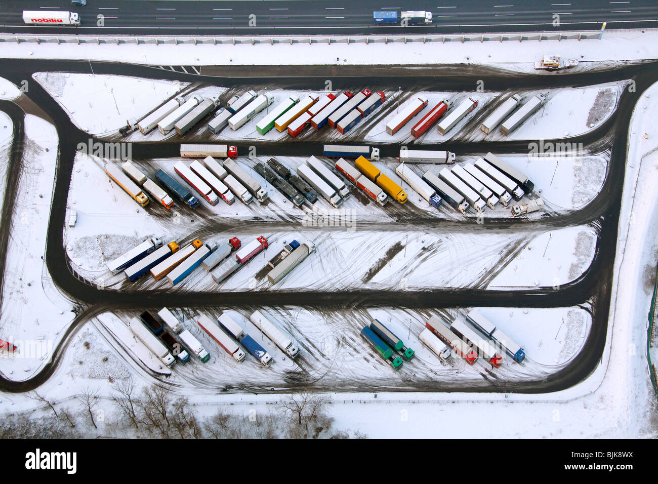 Aerial photo, Rhynern, A2 Autobahn, highway petrol station and rest ...