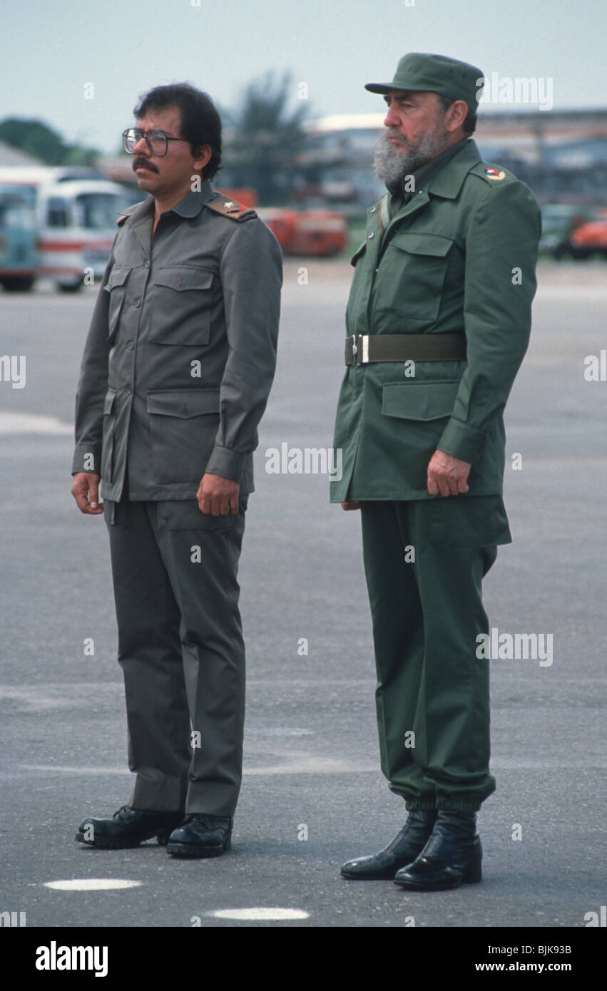 CUBA FIDEL CASTRO AND PRESIDENT ORTEGA OF NICARAGUA IN HAVANA IN THE ...