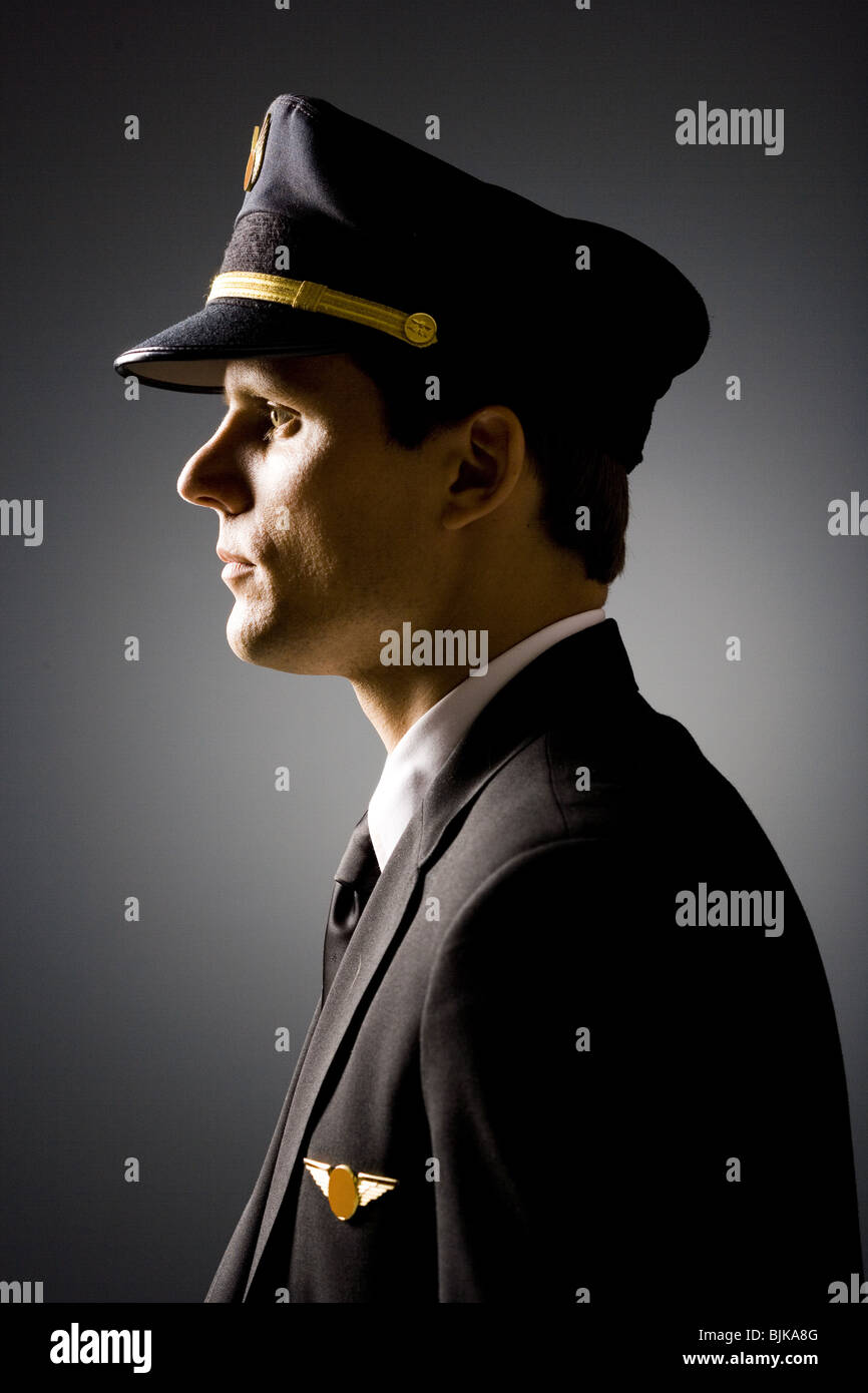 Profile of a pilot Stock Photo - Alamy