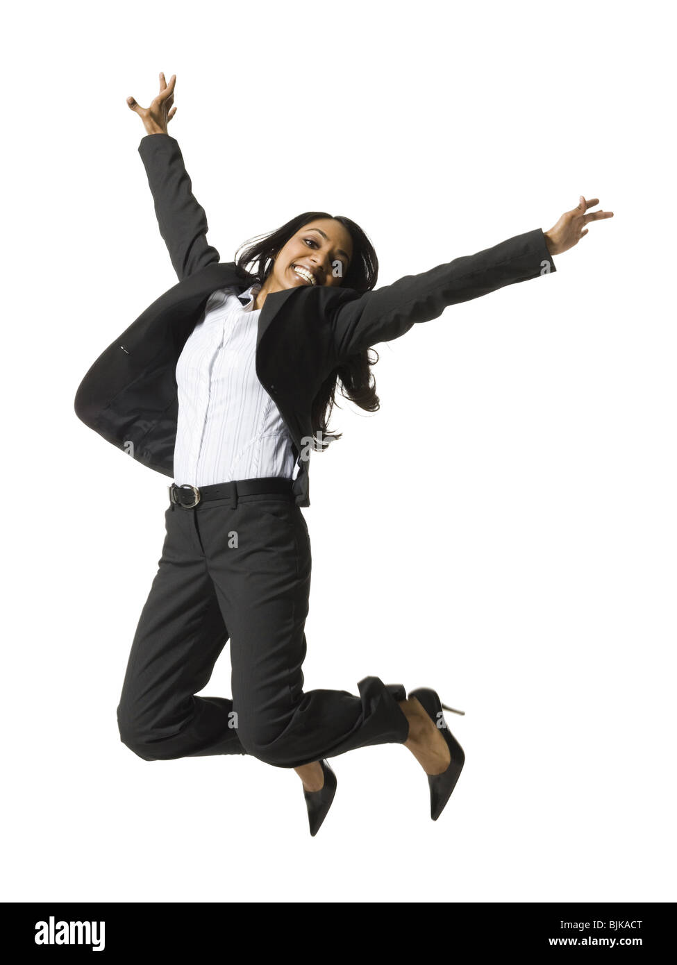 Woman smiling and dancing Stock Photo - Alamy