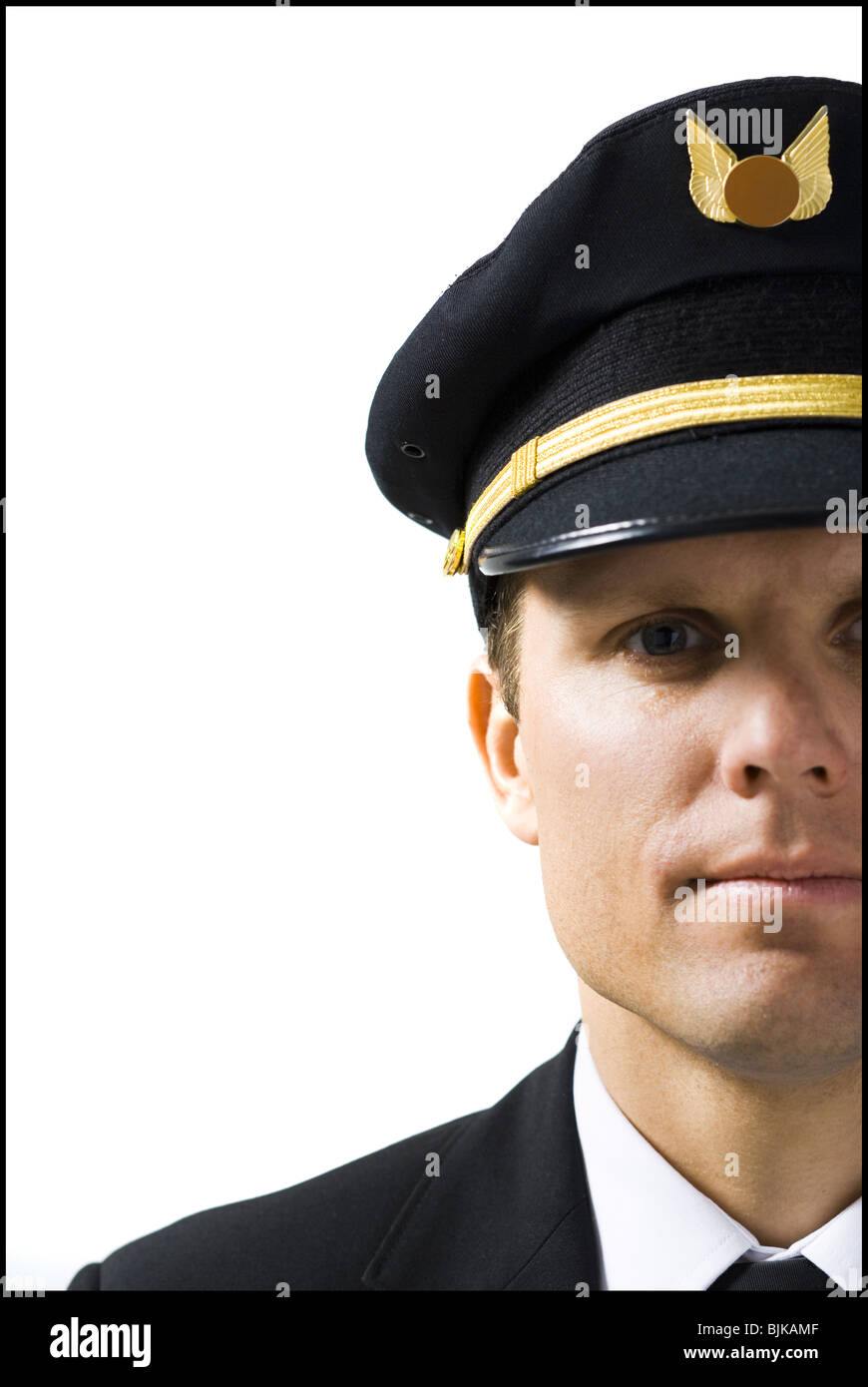 Closeup cross section of male pilot Stock Photo - Alamy