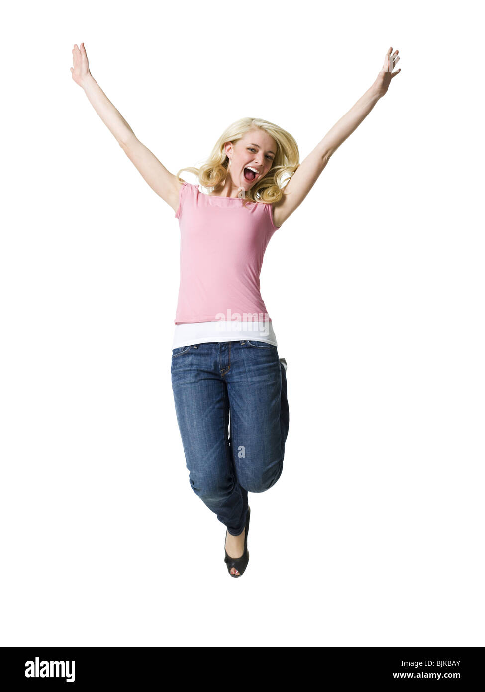 Silhouette woman arms up, cut out hi-res stock photography and images ...