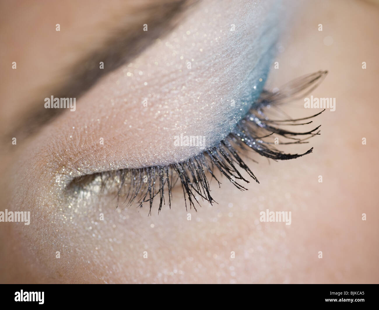 Closeup of closed female eye with eyelashes Stock Photo - Alamy