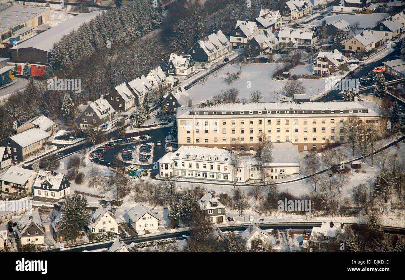 Aerial photo, Schloss Berleburg Castle in the snow in winter, Bad ...