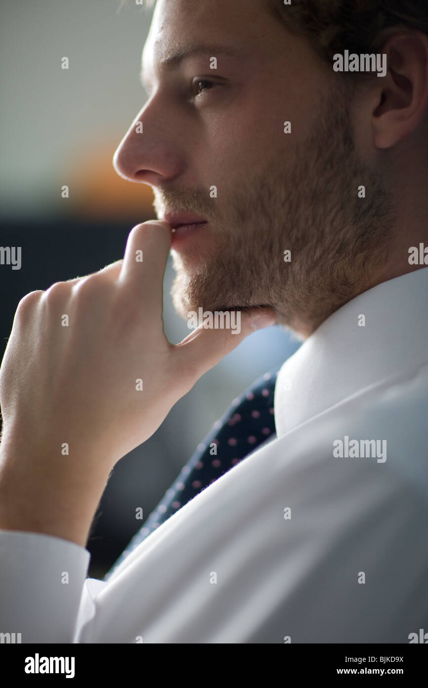 Old man finger on lips hi-res stock photography and images - Alamy