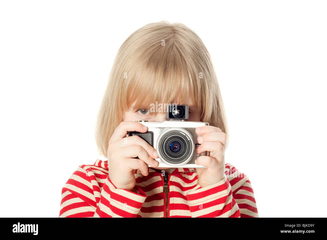 nice girl with a camera isolated on white Stock Photo - Alamy