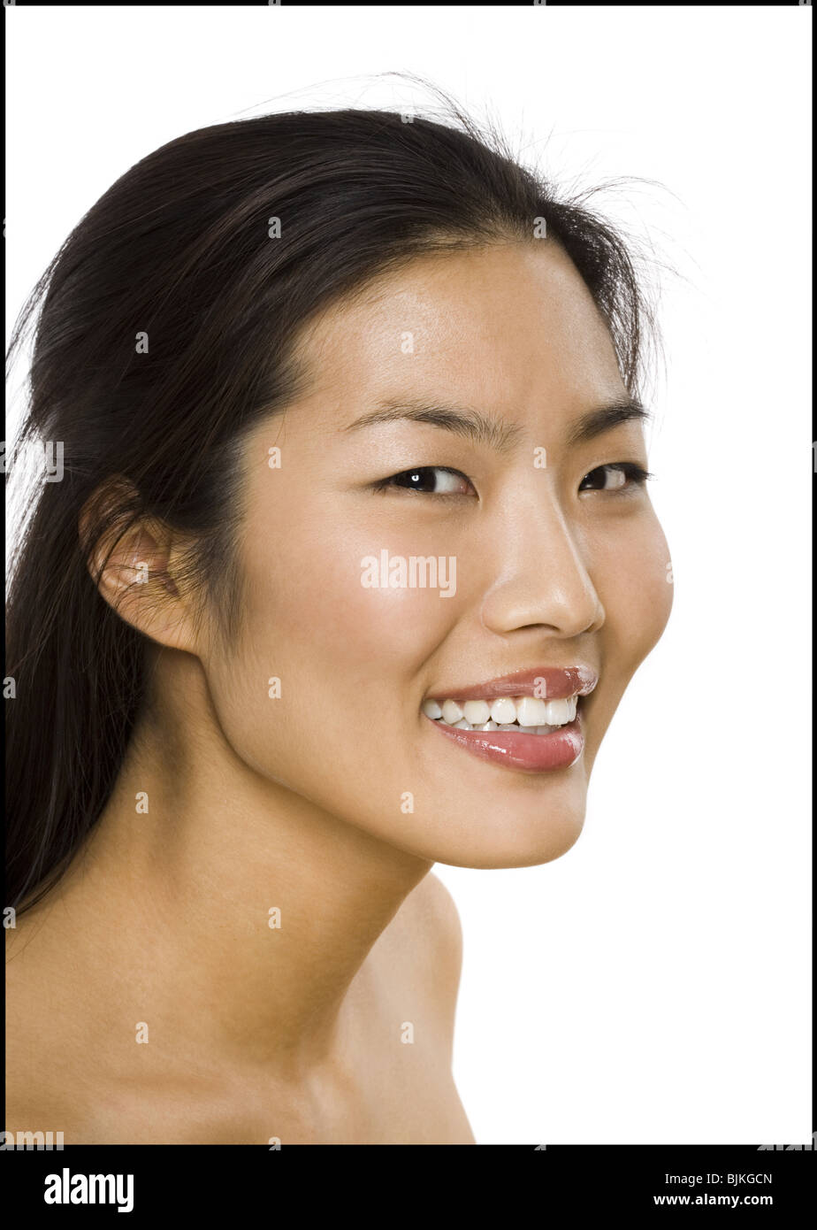 Closeup of woman smiling Stock Photo - Alamy
