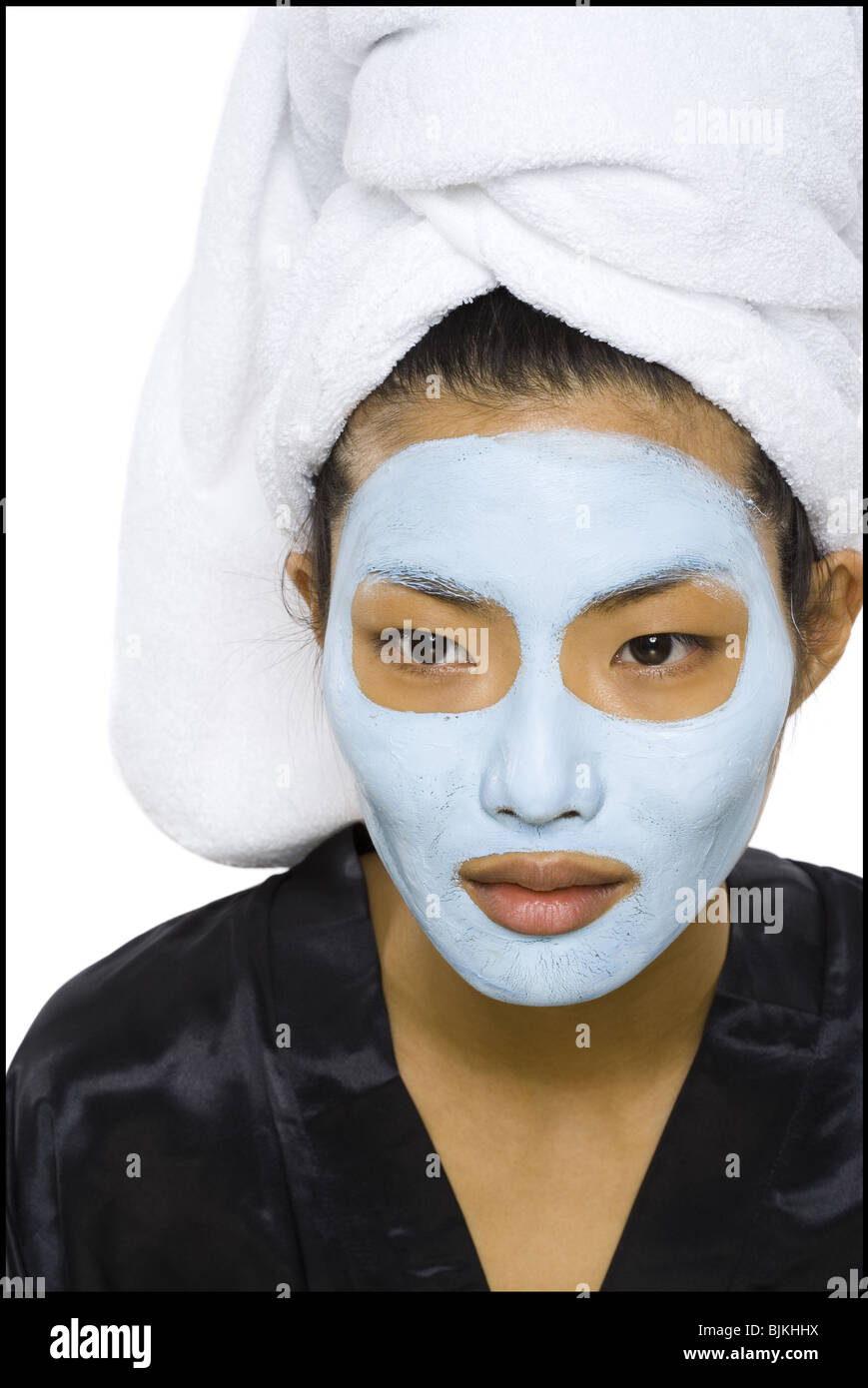 Closeup woman facial mask hair hi-res stock photography and images - Alamy
