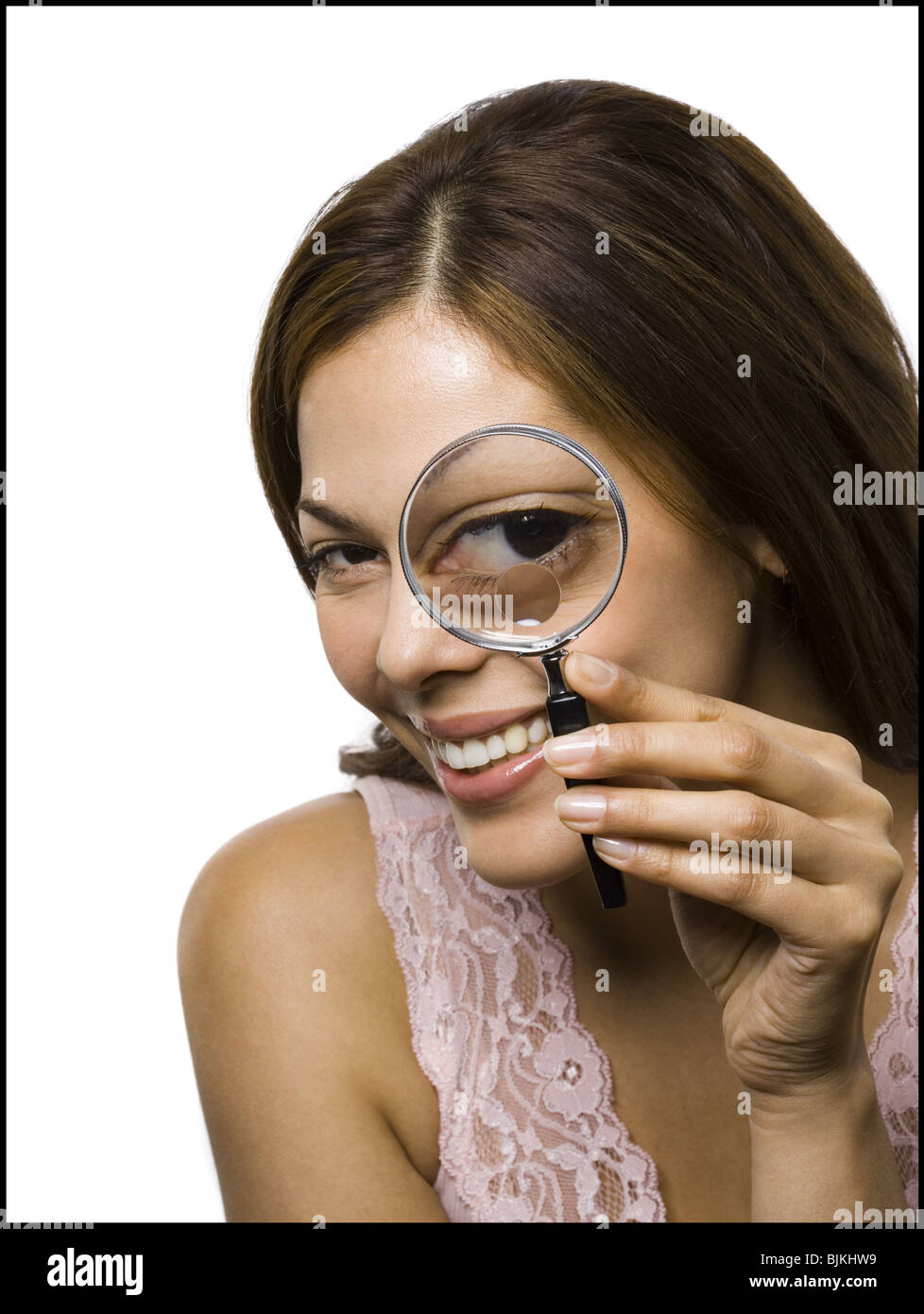 Person looking through glass excited hi-res stock photography and ...