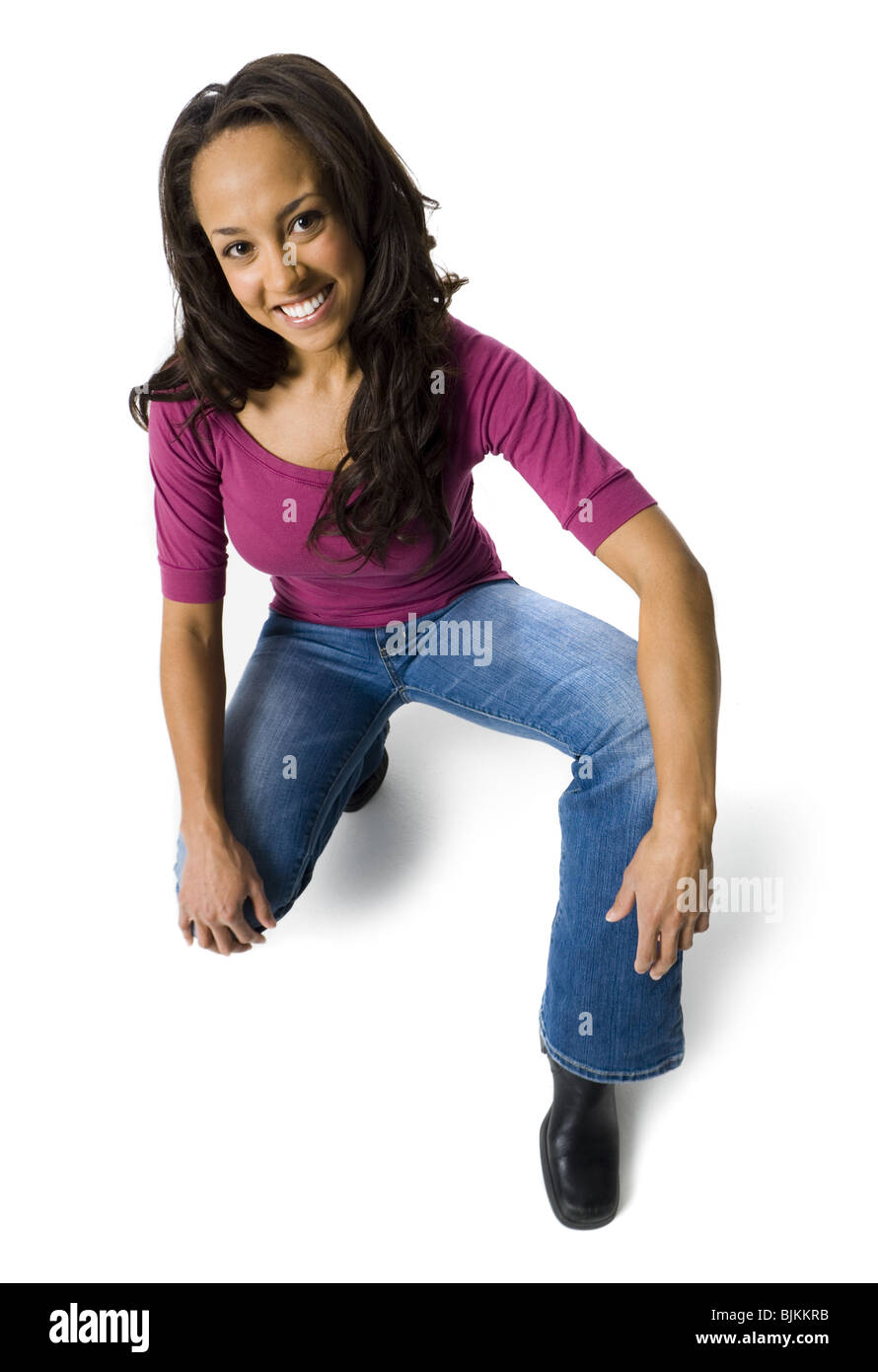 Woman looking up high angle Cut Out Stock Images & Pictures - Alamy