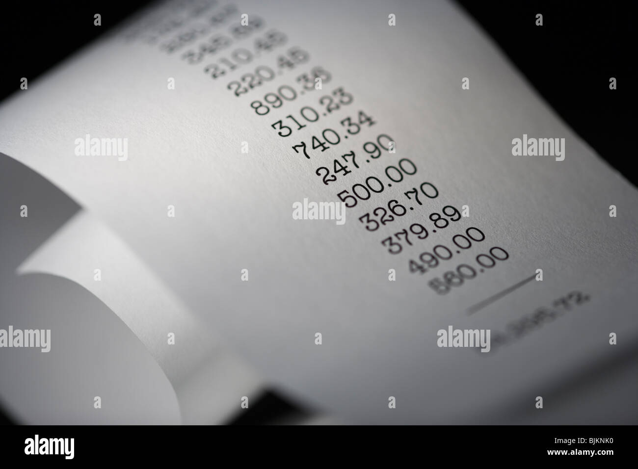 Adding machine tape closeup hi-res stock photography and images - Alamy