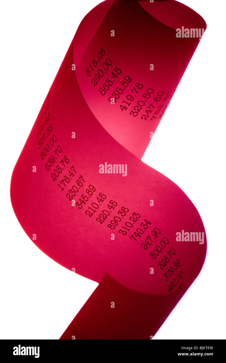 Adding machine tape closeup hi-res stock photography and images - Alamy