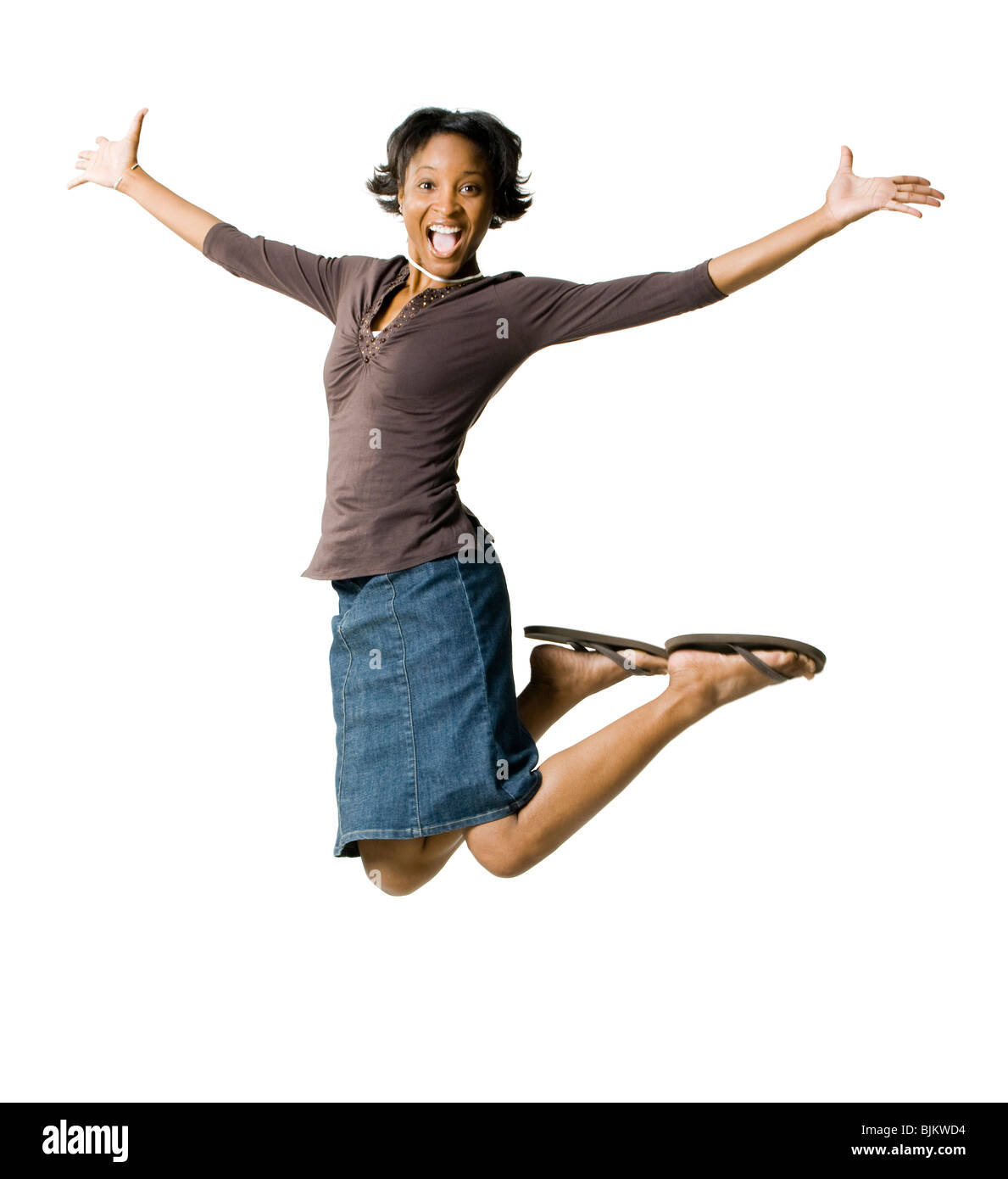 Female leaping Cut Out Stock Images & Pictures - Alamy