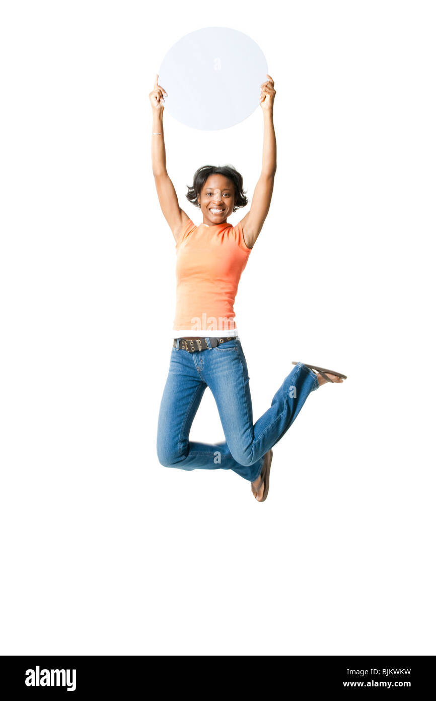 Young woman above blank Cut Out Stock Images & Pictures - Alamy