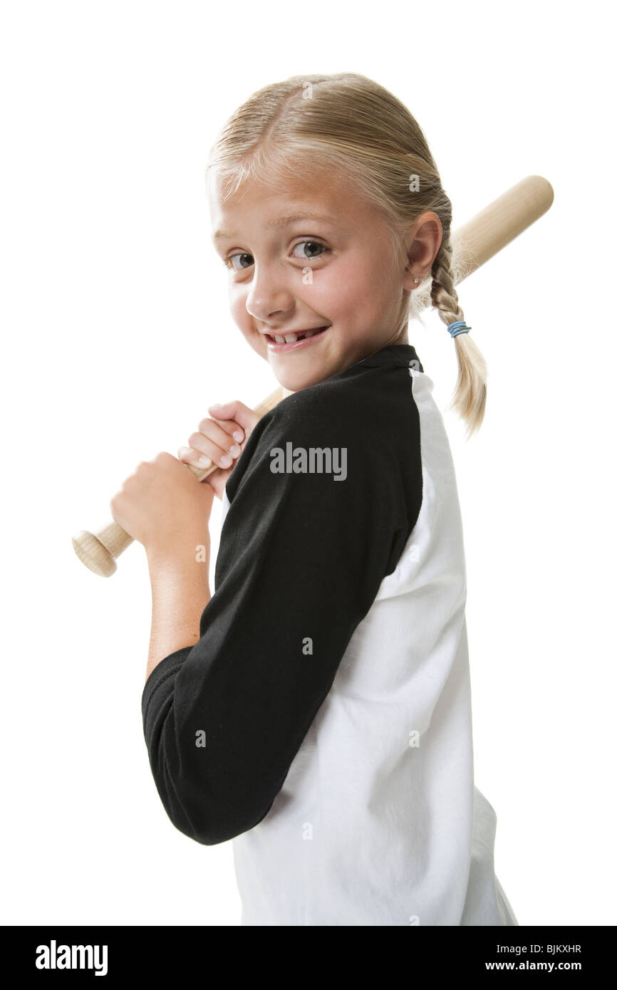 Girl with baseball bat Stock Photo - Alamy