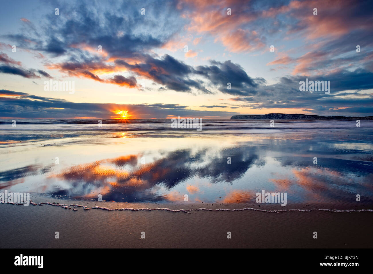 Dramatic sunset over Compton Bay. Isle of Wight, England, UK Stock ...