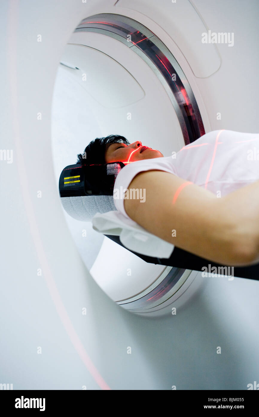 Woman having an MRI Stock Photo - Alamy