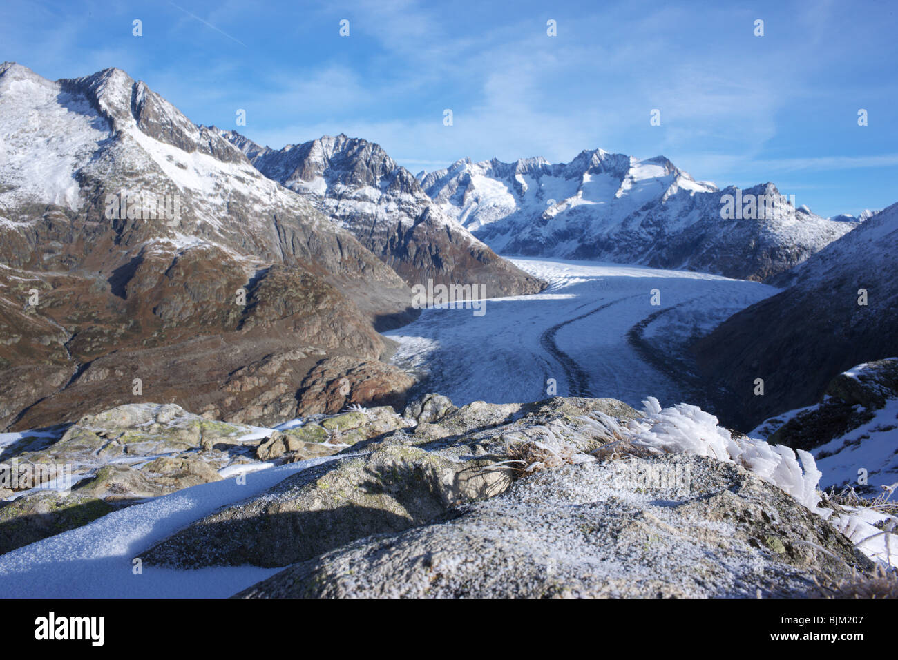 Aletschgletscher glacier in early winter UNESCO World Heritage Site ...