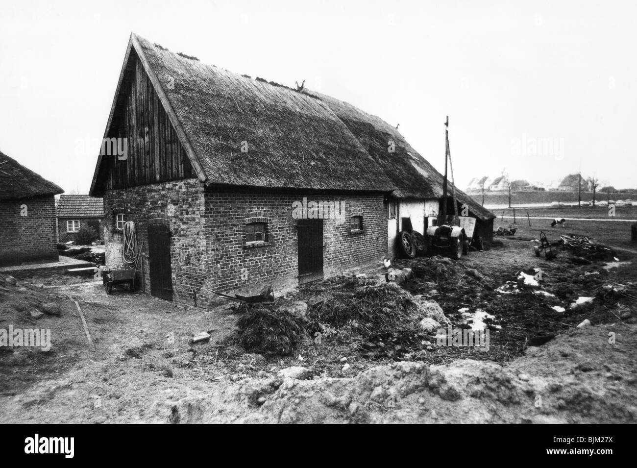 Old farm on the Baltic Sea, East Germany, Europe, circa 1975 Stock ...