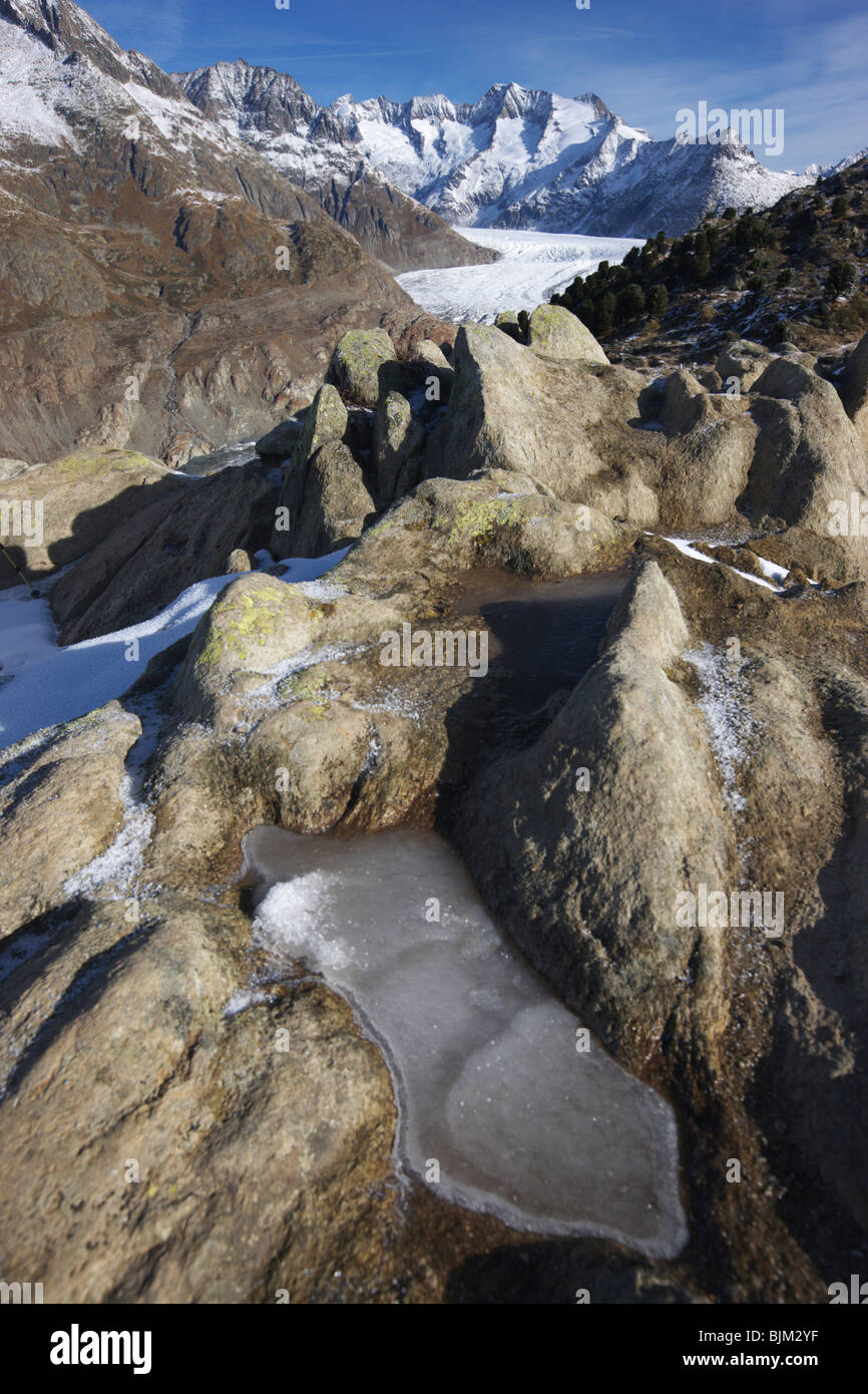 Aletschgletscher glacier in early winter UNESCO World Heritage Site ...