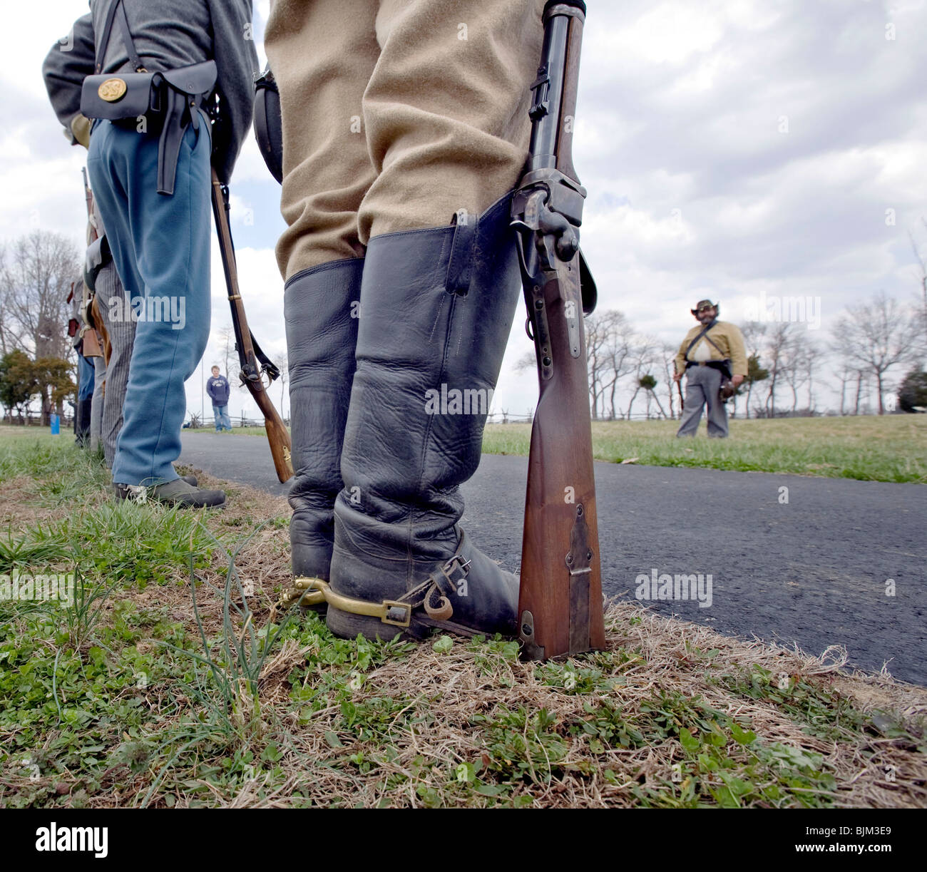 Reenactors of the 7th Tennessee Cavalry, Company C during a gathering ...